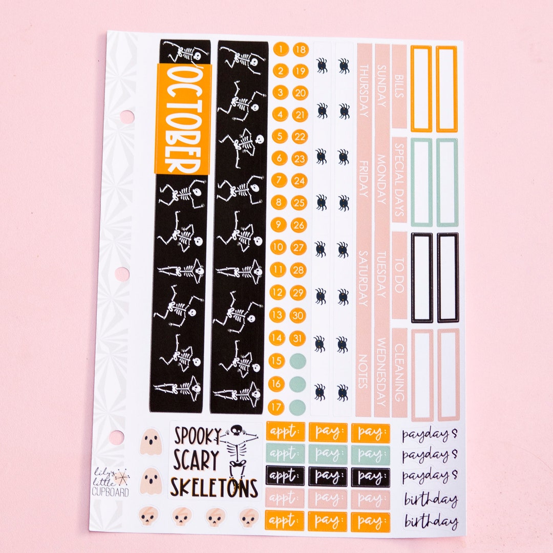 Simple Monthly Kit in Spooky Skeletons | Choose Your Month Sticker Kit ...
