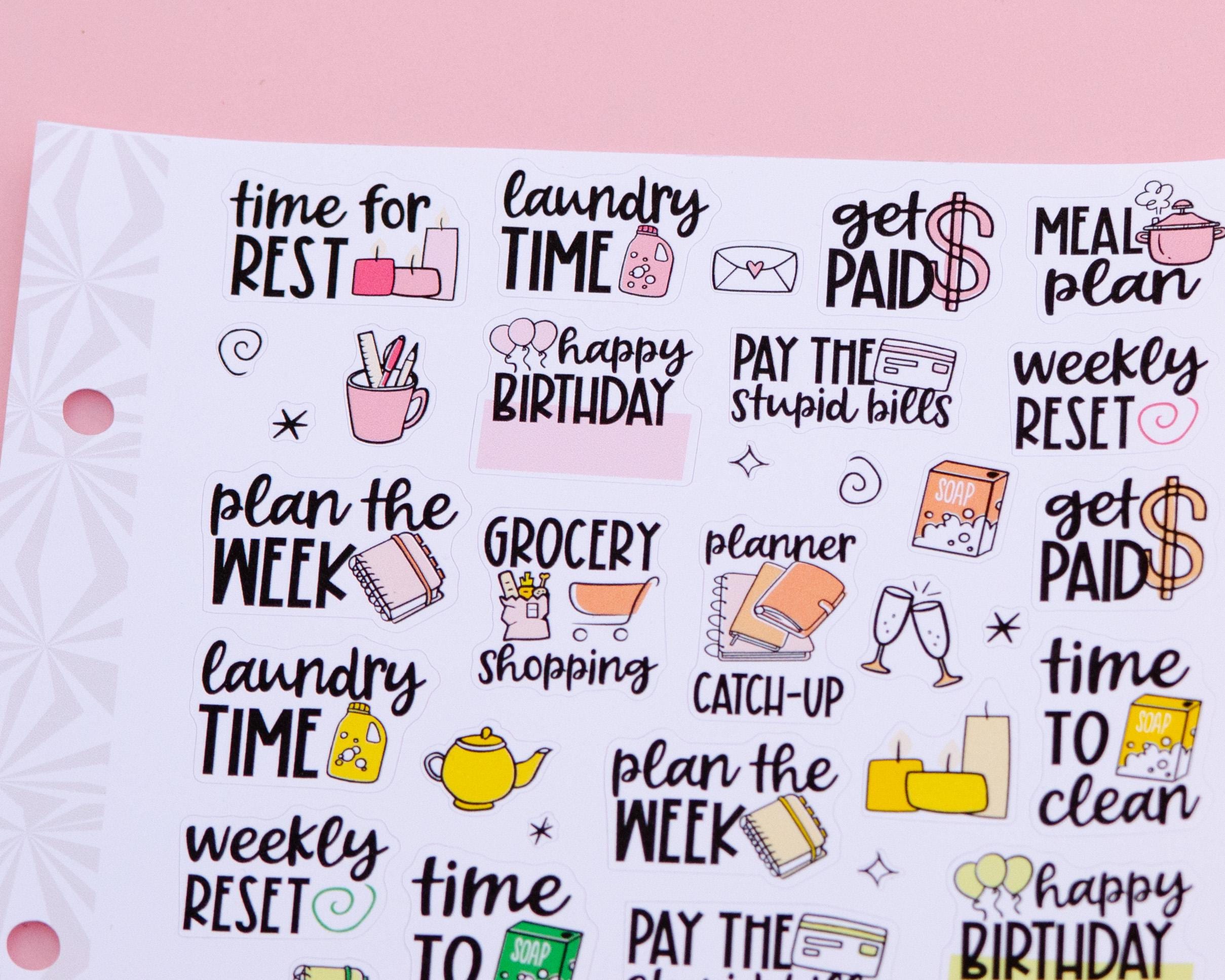 Rainbow Planner Stickers | Tasks & Essentials Sampler - Etsy