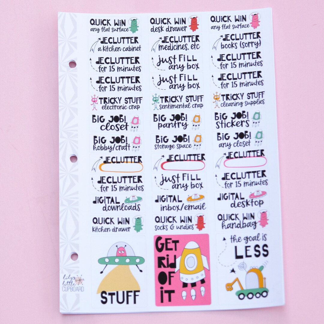 Expanded Declutter Challenge Planner Stickers | Cleaning Neutral ...