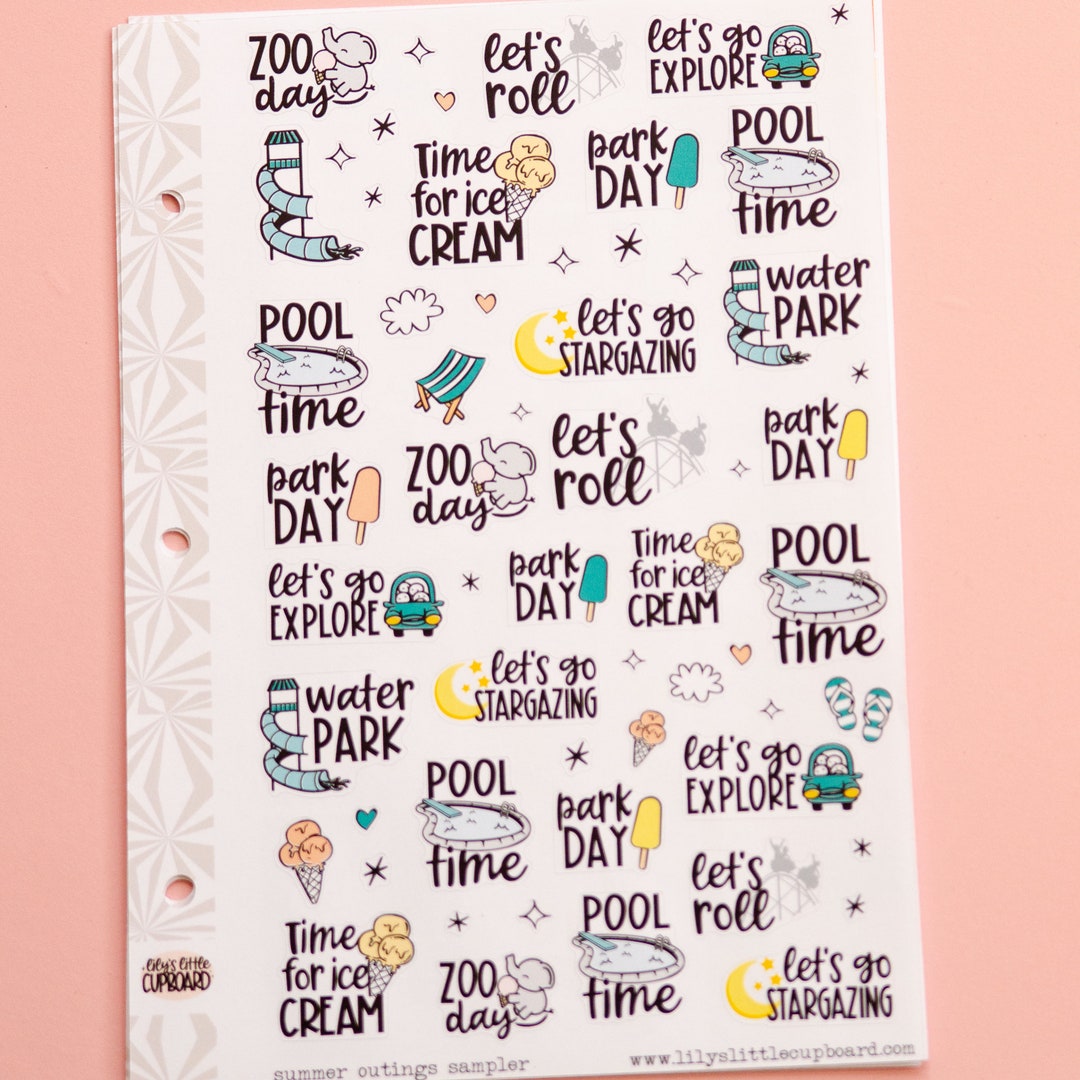 Summer Outings Stickers | Summer Bucket List Planning Script Stickers ...