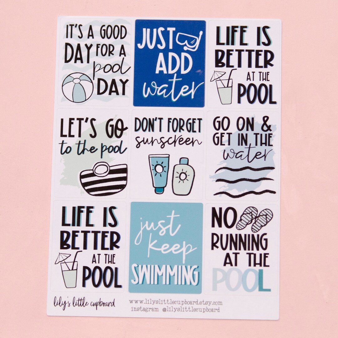 Poolside Full Box Stickers Pool Stickers Swimming travel - Etsy