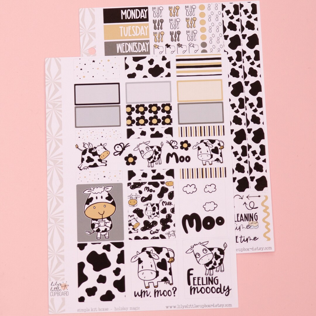 Simple Weekly Kit in Moo Cow | Cow Weekly Planner Sticker Kit | Funny ...