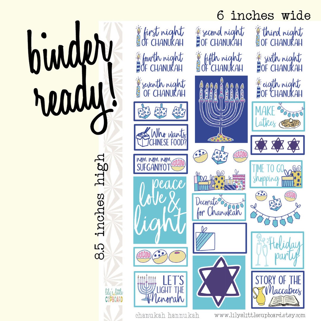 Chanukah Hanukkah Planner Stickers | Hanukkah Planner Stickers | Winter ...