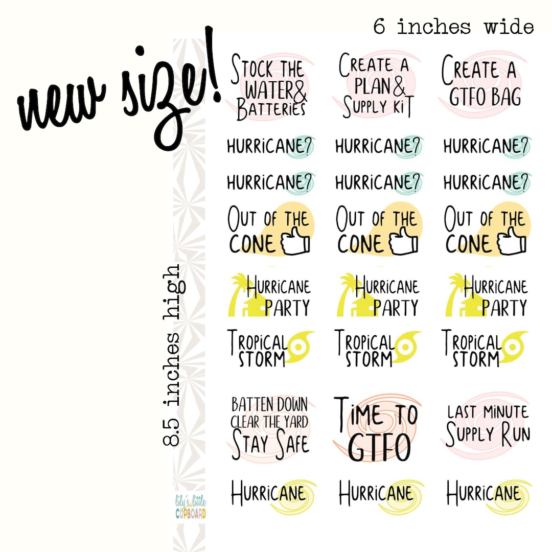 Hurricane Planner Stickers | Tropical Weather | Hurricane Season ...