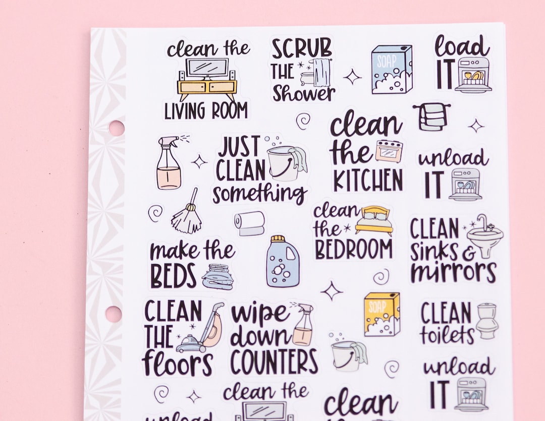 Household Chores Sampler Planner Stickers | Weekly Cleaning Script ...