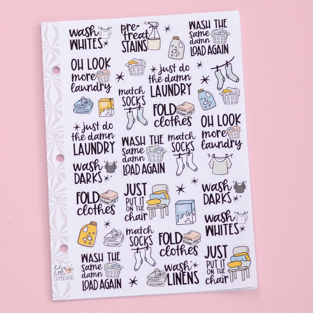 Laundry Sampler Planner Stickers | Laundry Script Stickers | Cute ...