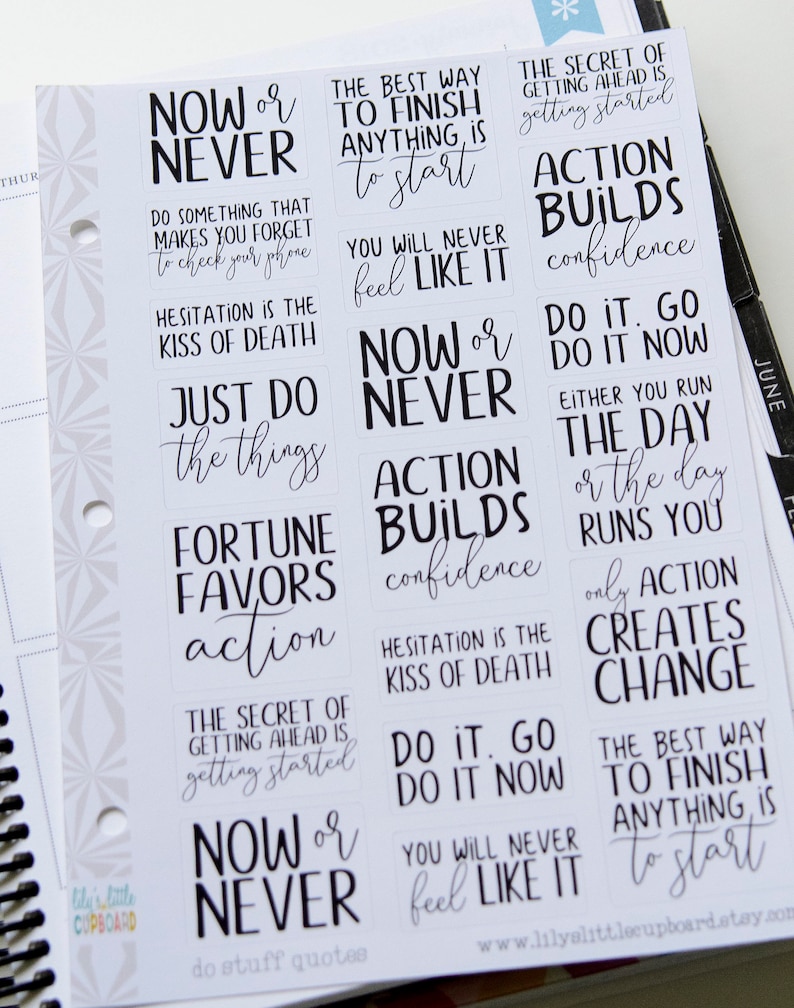 Motivation Quotes Planner Stickers | Get Stuff Done Stickers ...