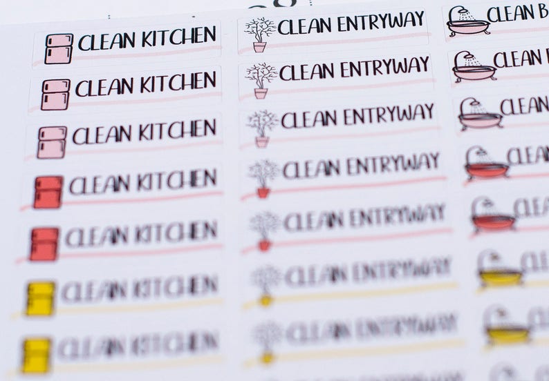 Cleaning Stickers by the Room Kitchens and Bathrooms Kitchen | Etsy