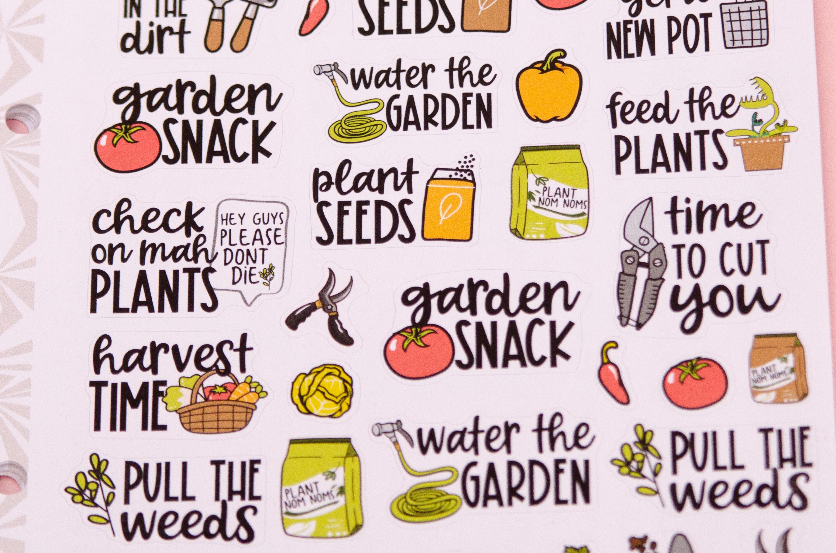 Gardening Sampler Planner Stickers | Garden Chores Script Stickers ...