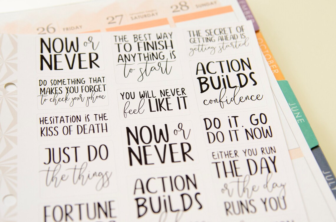 Motivation Quotes Planner Stickers | Get Stuff Done Stickers ...
