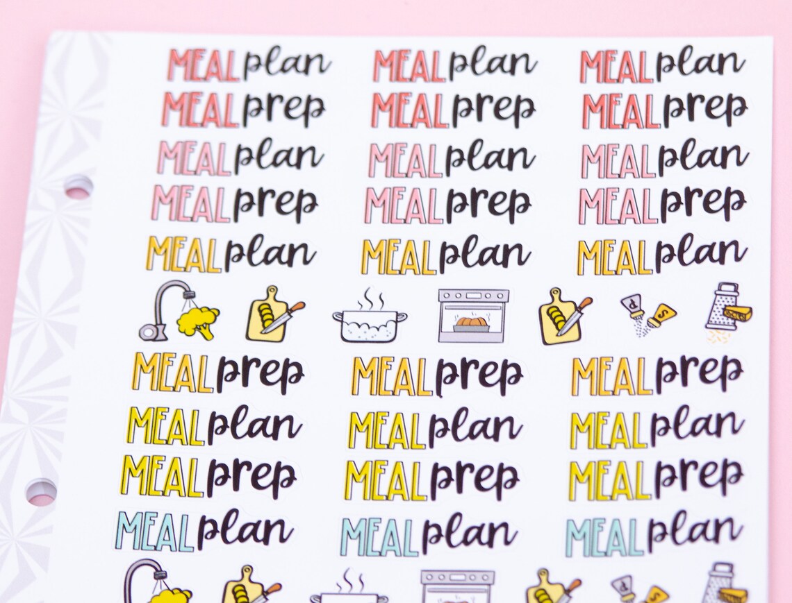 Meal Plan and Prep Planner Stickers Meal Planning Script - Etsy