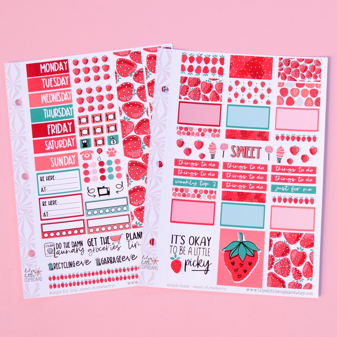 Simple Weekly Kit in Sweet Strawberry Weekly Planner Sticker Kit Two ...