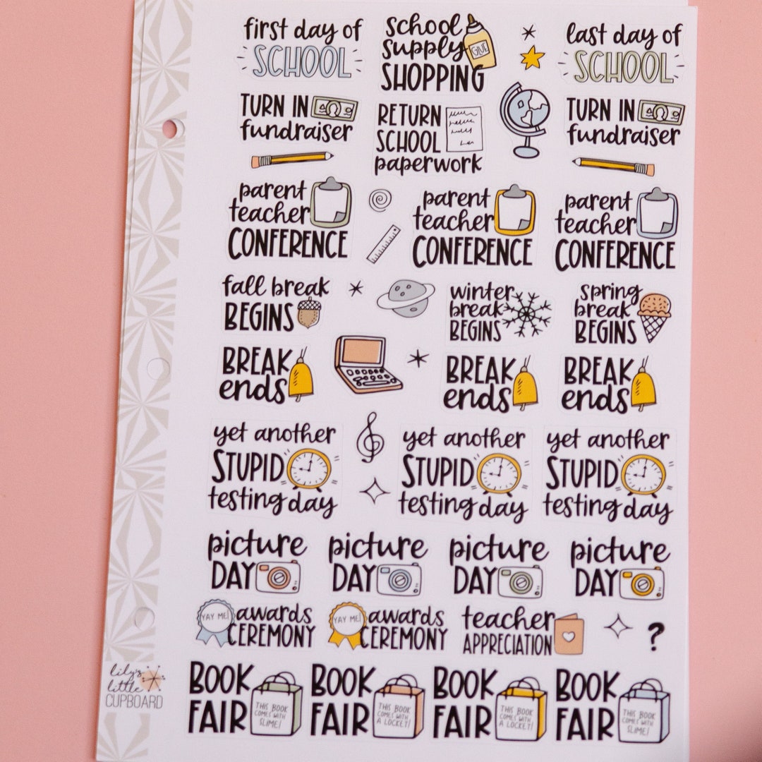 Any Grade Back to School Planner Stickers School Planning Script ...