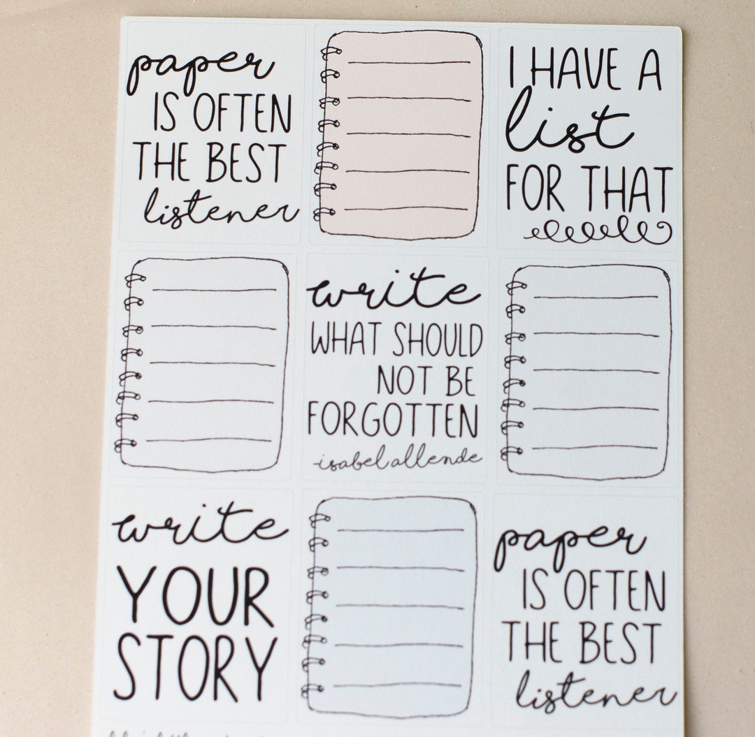 Writing Full Box Stickers Writing Quotes Stickers Notebook Planner ...
