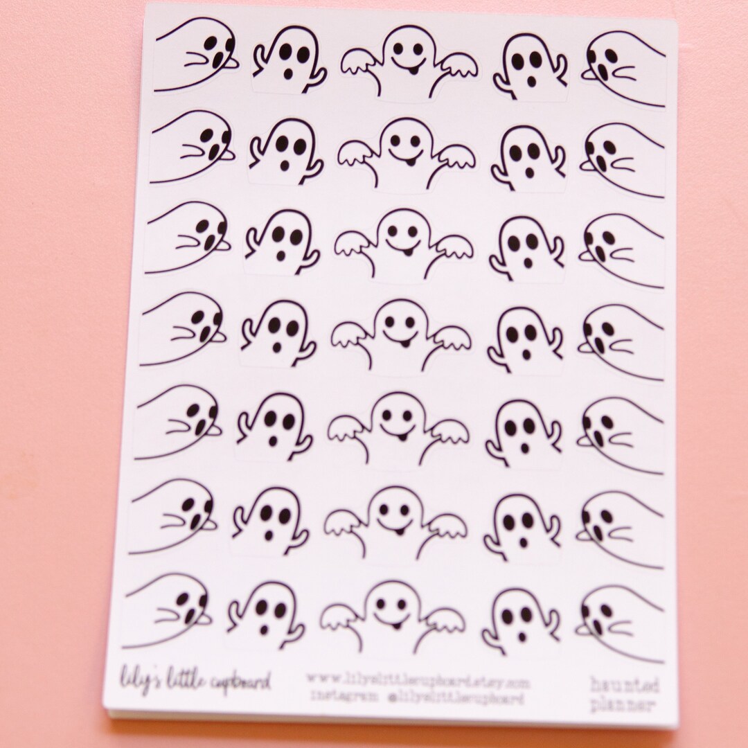 Haunted Planner Stickers | Ghost Doodle Stickers | Halloween Planner ...