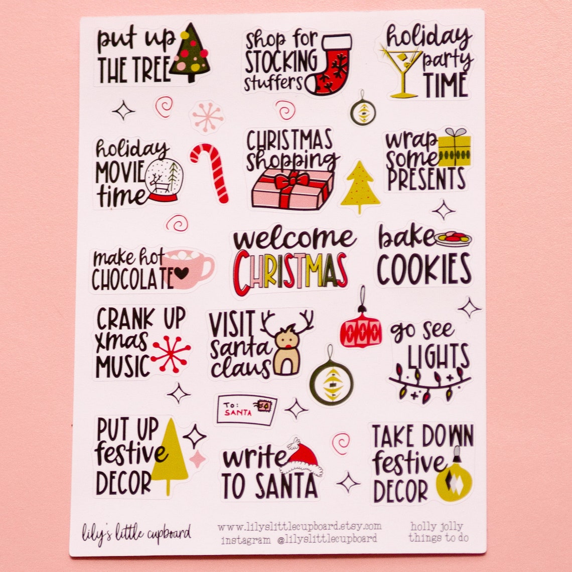 Christmas to Do List Planner Stickers | Winter Bucket List Stickers ...