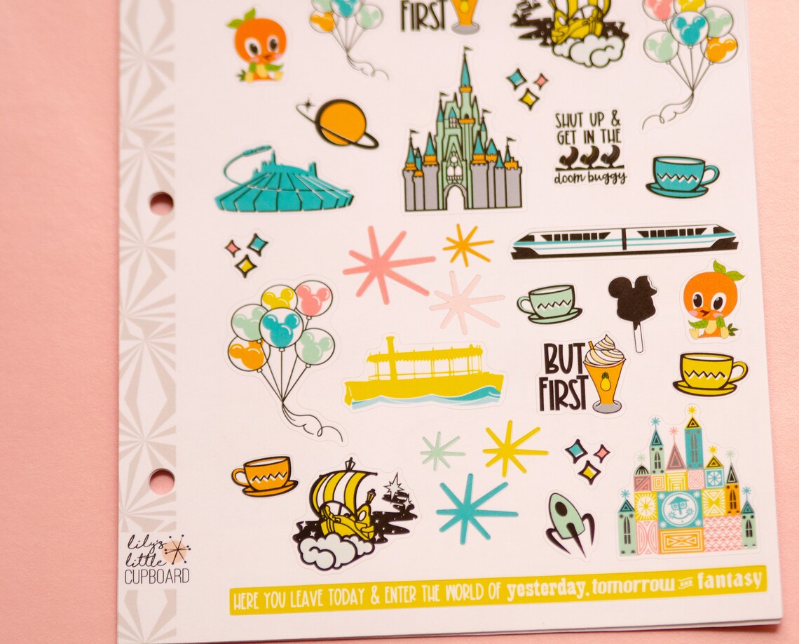 Magical Theme Park Deco Stickers in Retro Brights | Theme Park Deco ...