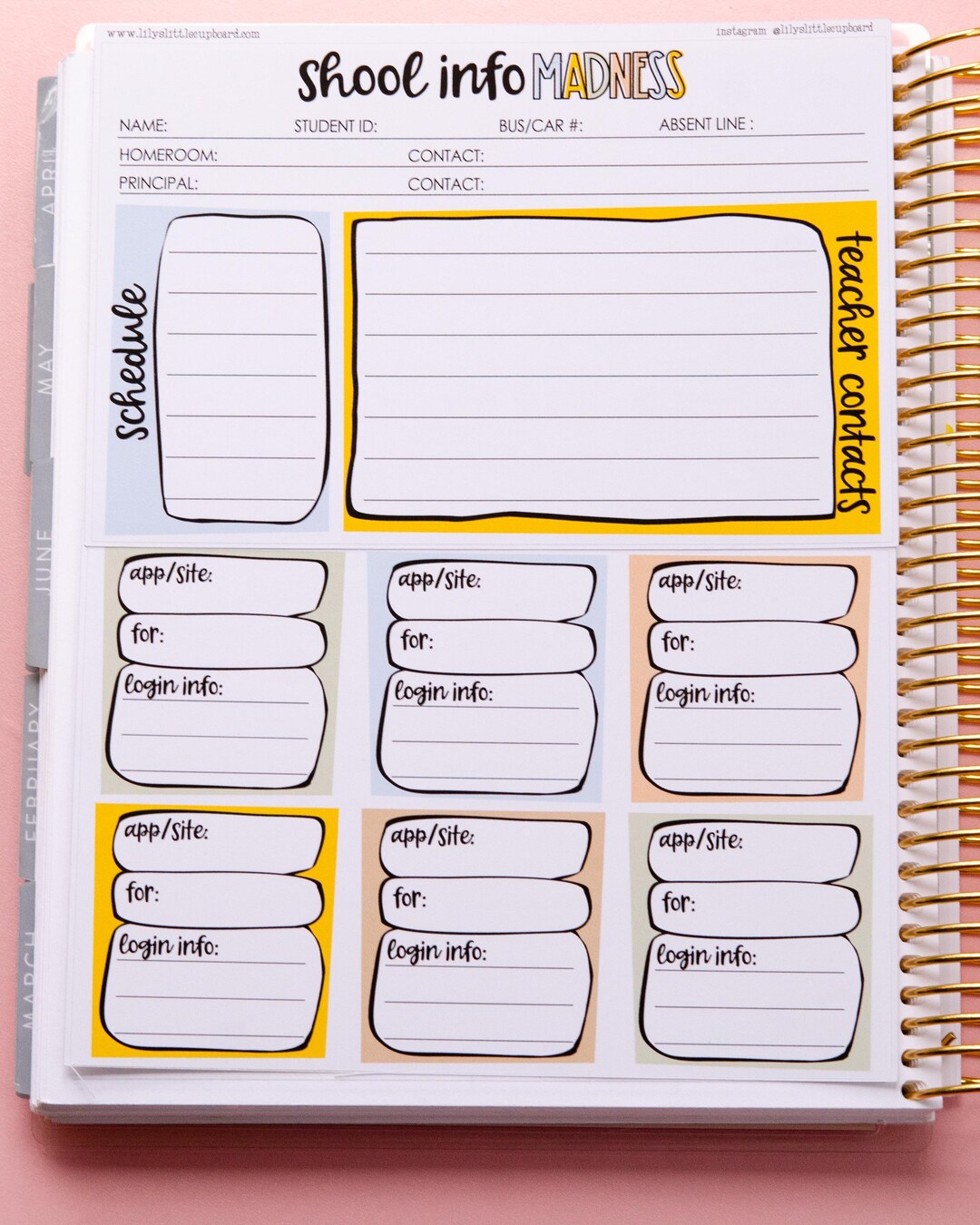 School Info Full Page Notes Page Sticker Kit School Full Page Planner ...
