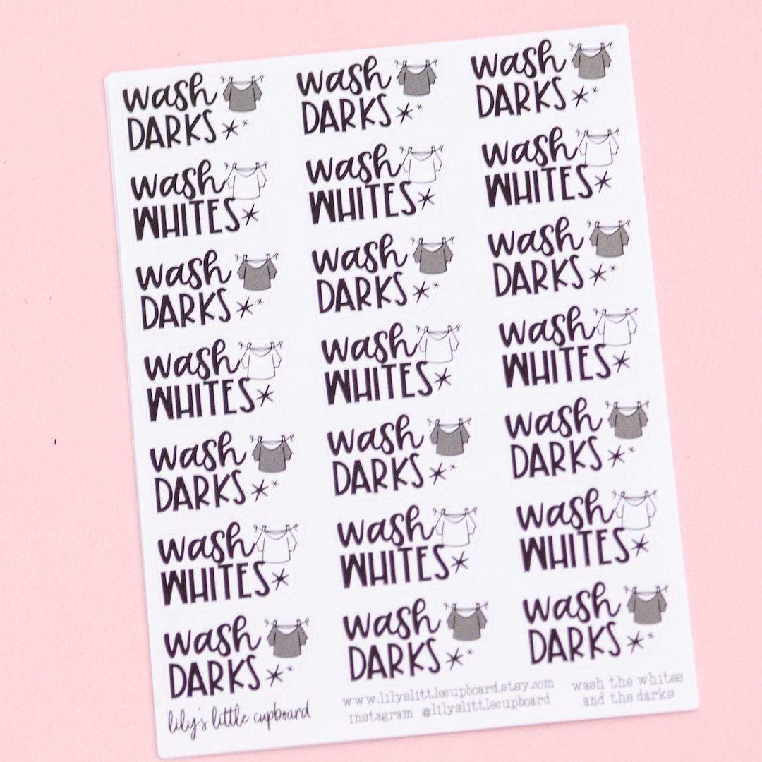 Wash the Whites | Wash the Darks Planner Stickers | Laundry Planner ...