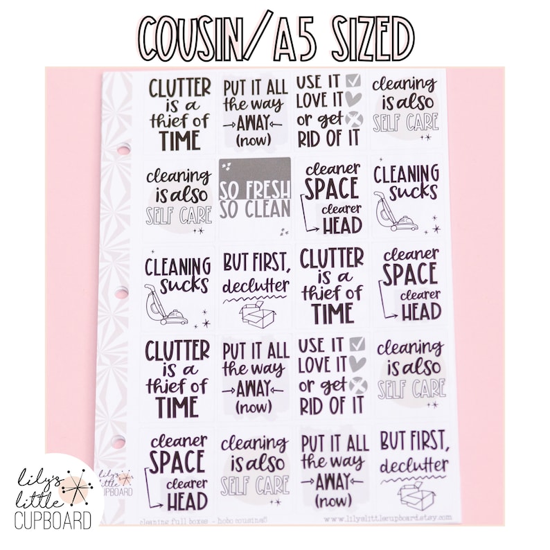 Cleaning Motivation Stickers for Smaller Planners | Hobonichi Cousin ...