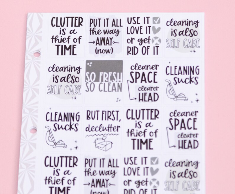 Cleaning Motivation Stickers for Smaller Planners | Hobonichi Cousin ...