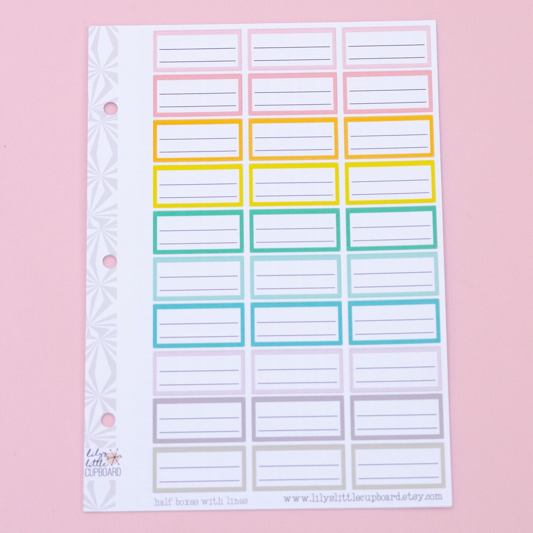 Lined Half Box Planner Stickers | Half Box Planner Stickers in Pastels ...