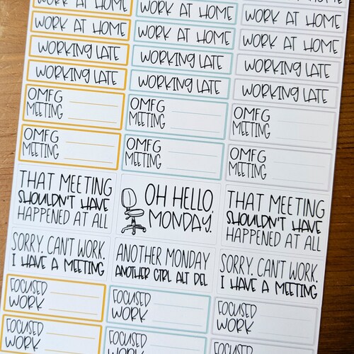 Work Day Planner Stickers Office Life Stickers Work | Etsy