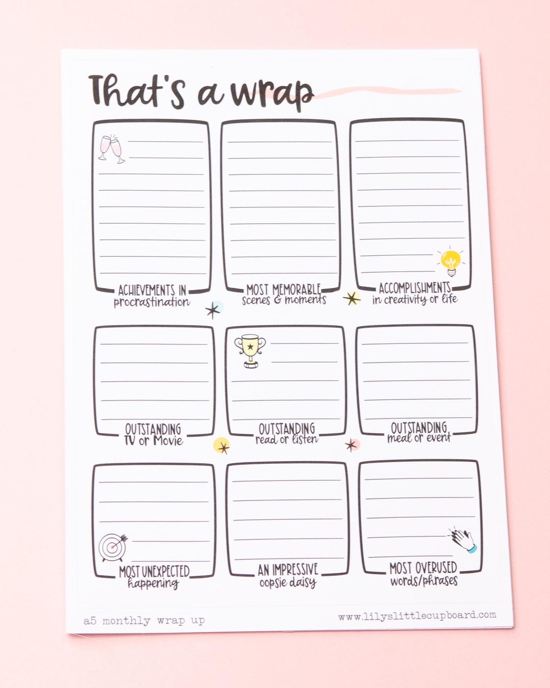 Full Page Notes Sticker Monthly Wrap up | A5 Full Page | Monthly Awards ...