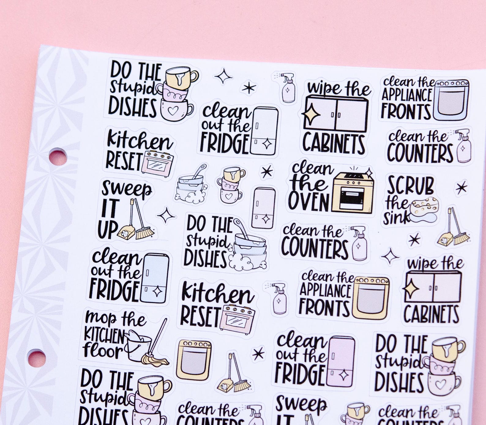 Let's Clean the Kitchen Sampler Planner Stickers | Chores and Housework ...