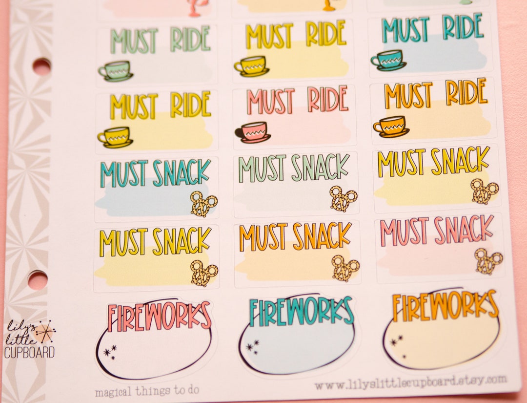 Magical to Do List Planner Stickers in Retro Brights | Theme Park ...