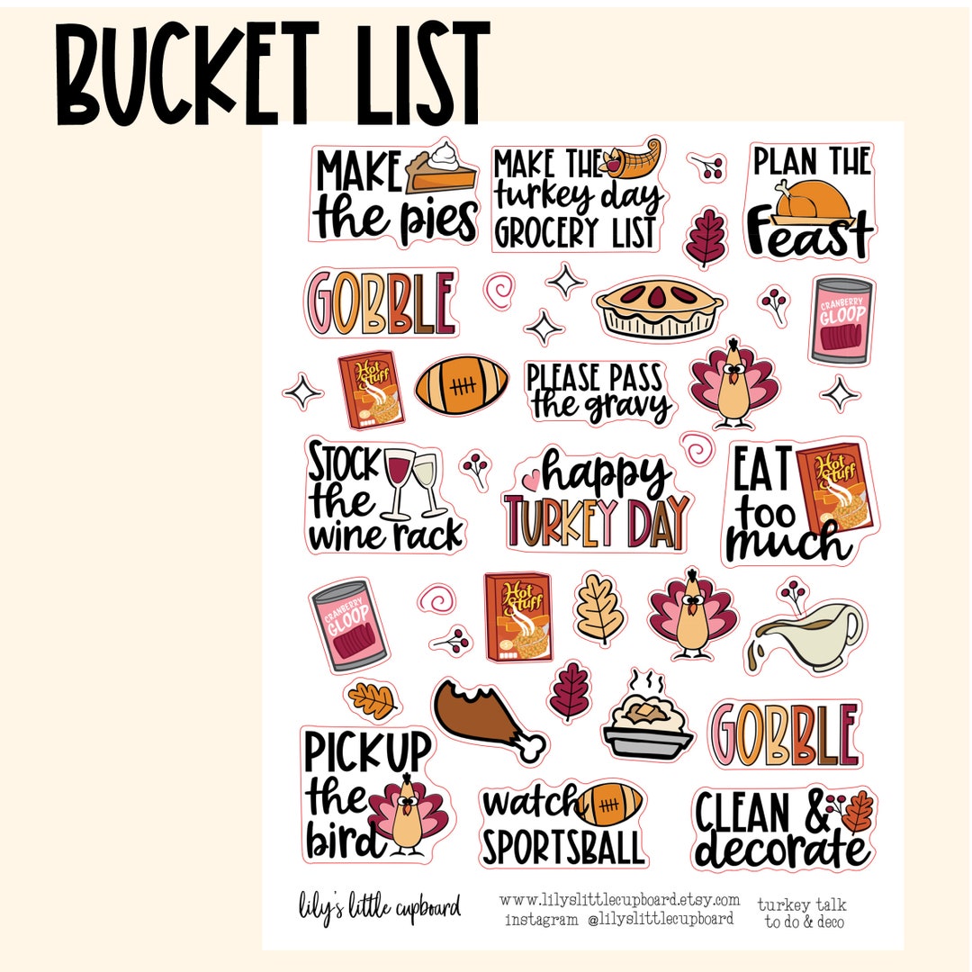 Thanksgiving to Do List Planner Stickers | Fall Bucket List Stickers ...