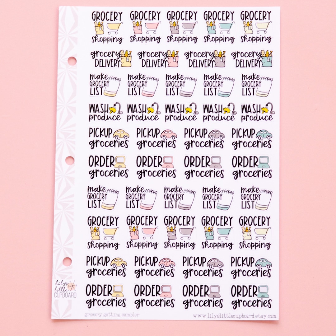 Grocery Shopping Sampler Planner Stickers | Grocery Shopping Tasks ...