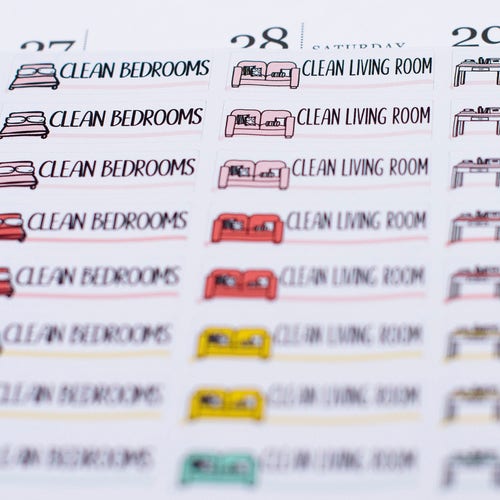 Cleaning Stickers by the Room Kitchens and Bathrooms Kitchen - Etsy