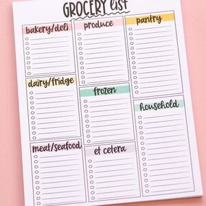 Grocery List Notepad | Grocery List Deskpad | Categorized Grocery List ...