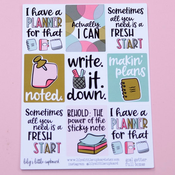 Goal Getter Full Box Planner Stickers Focus Stickers Write | Etsy