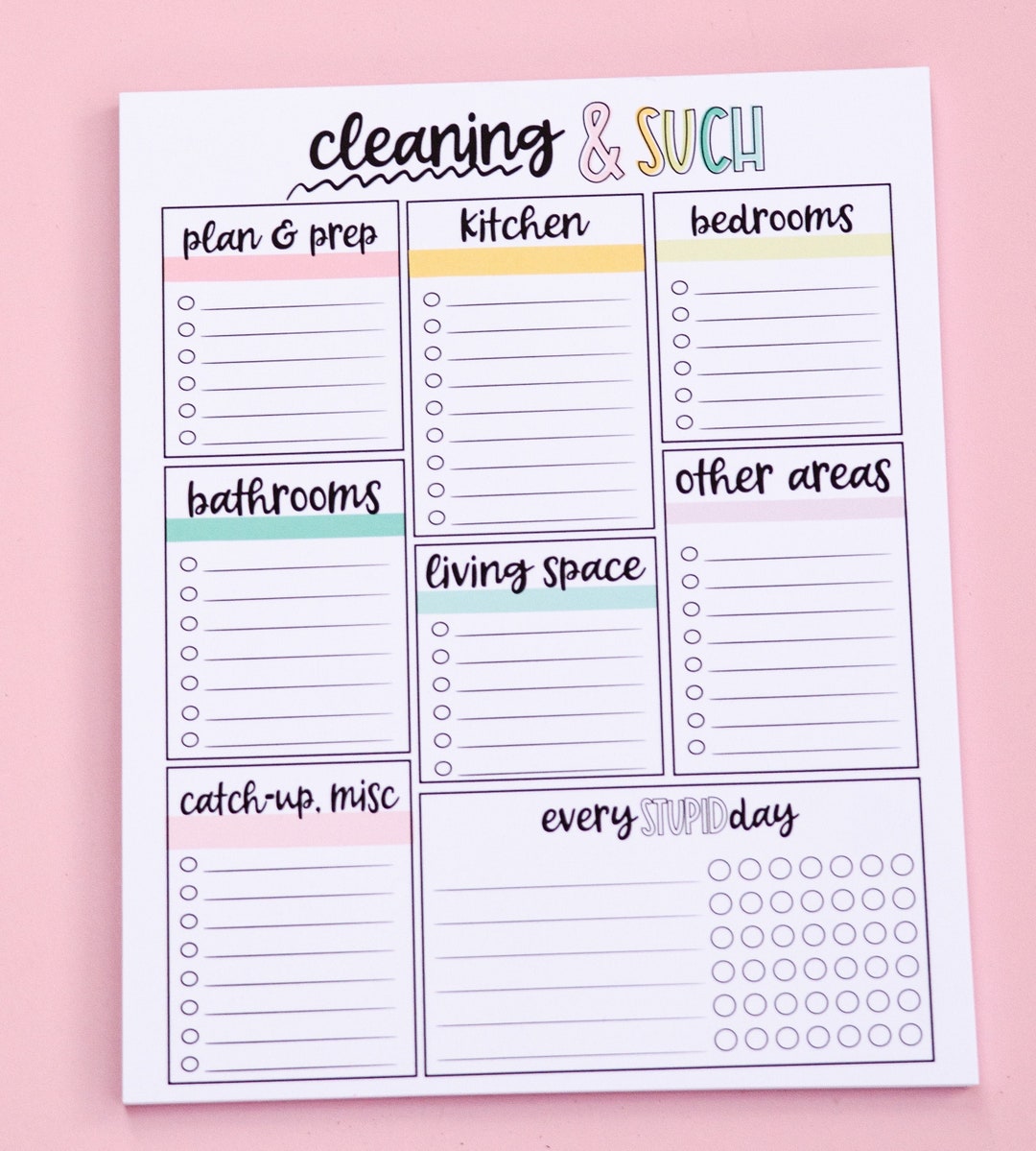 Weekly Cleaning Plan Notepad Fill-in-the-blank | Weekly Cleaning ...
