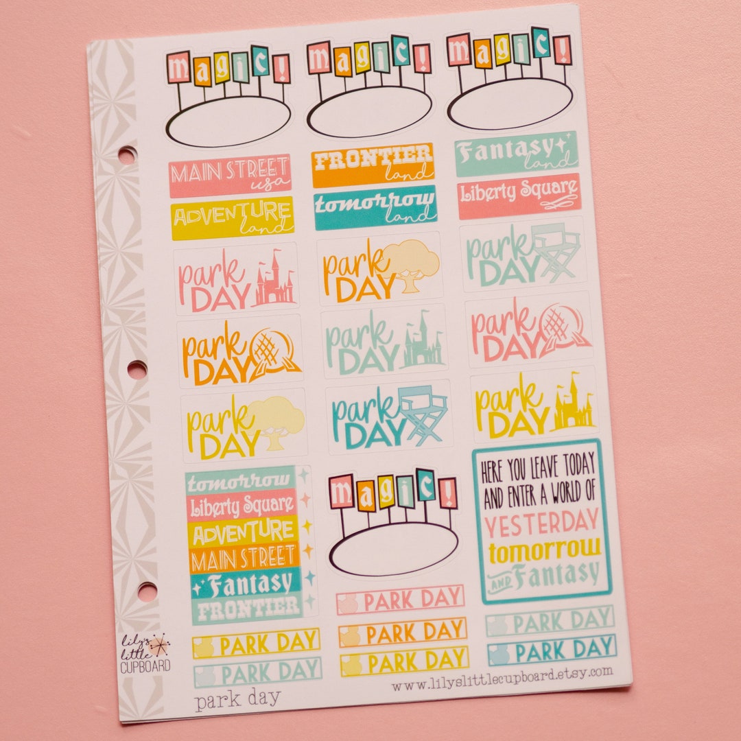 Just a Magical Park Day Planner Stickers in Retro Brights - Etsy