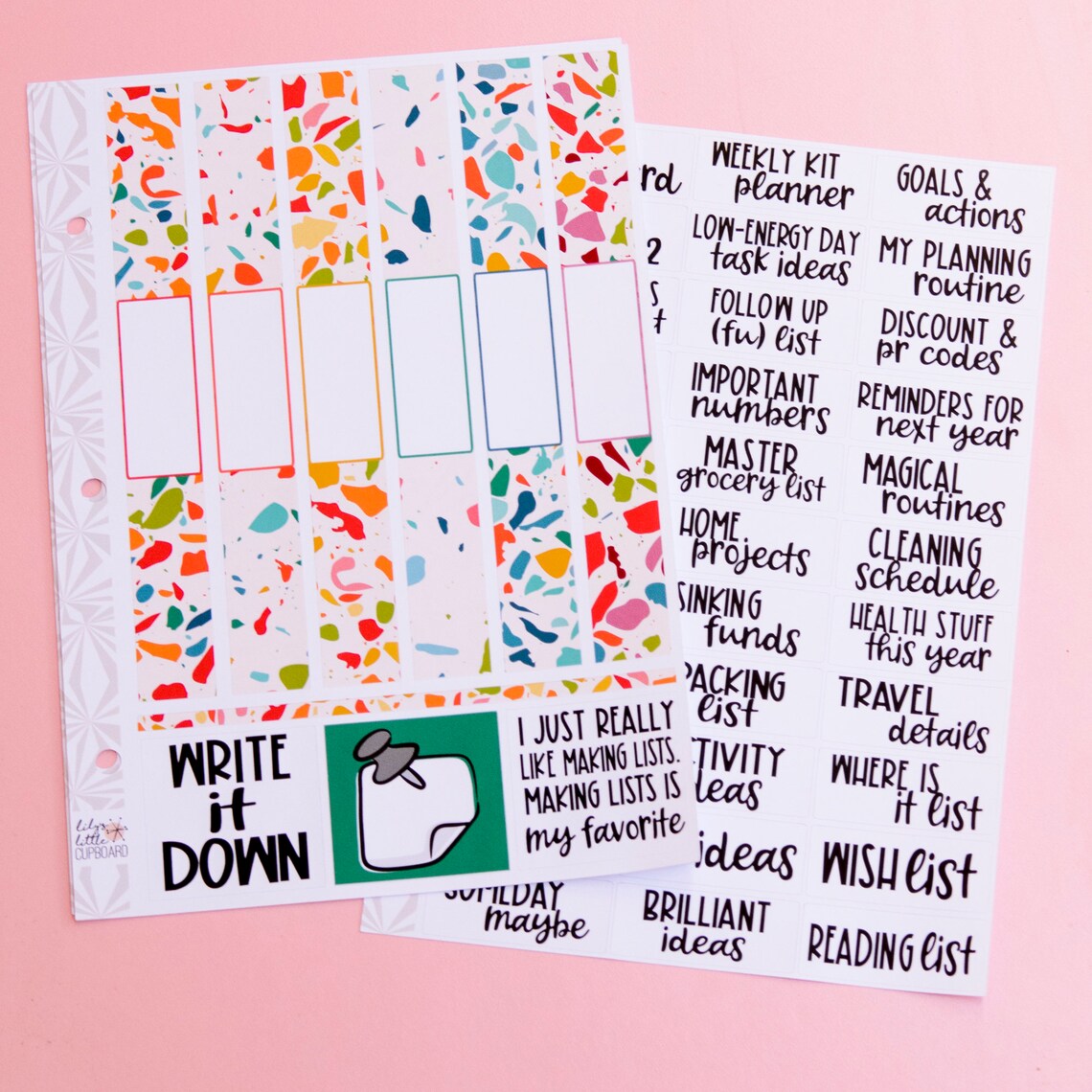 Listmaking Header Sticker Kit in Colorful Notes Pages Kits - Etsy