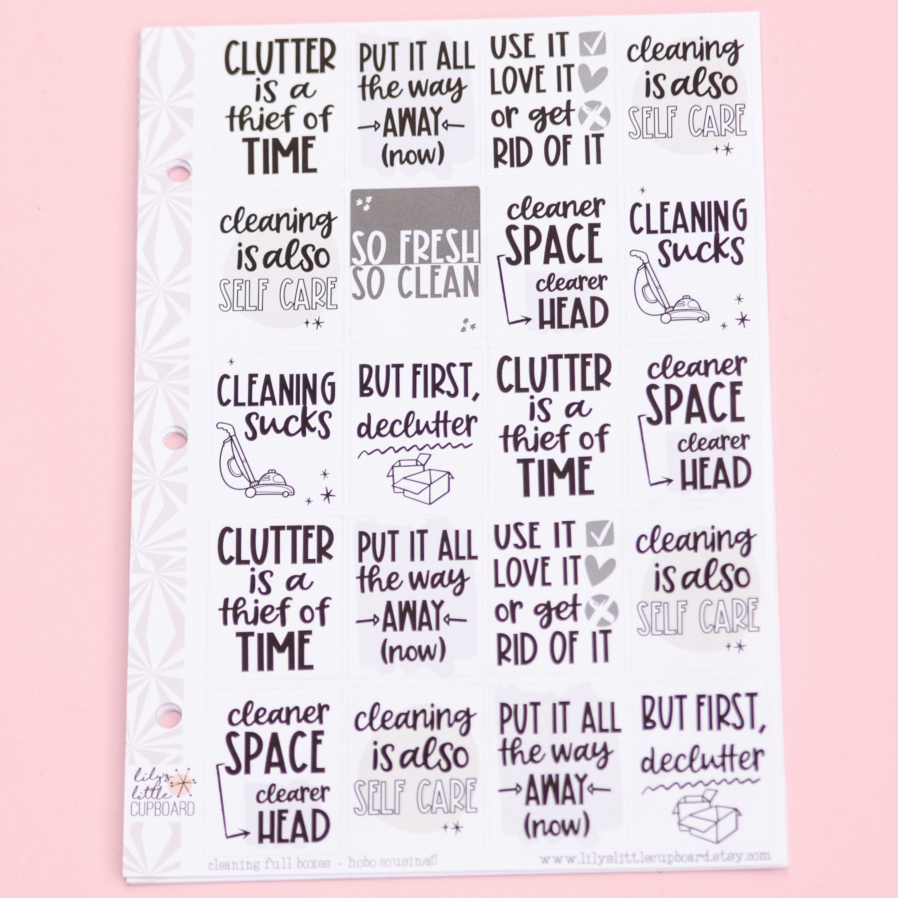 Cleaning Motivation Stickers for Smaller Planners | Hobonichi Cousin ...