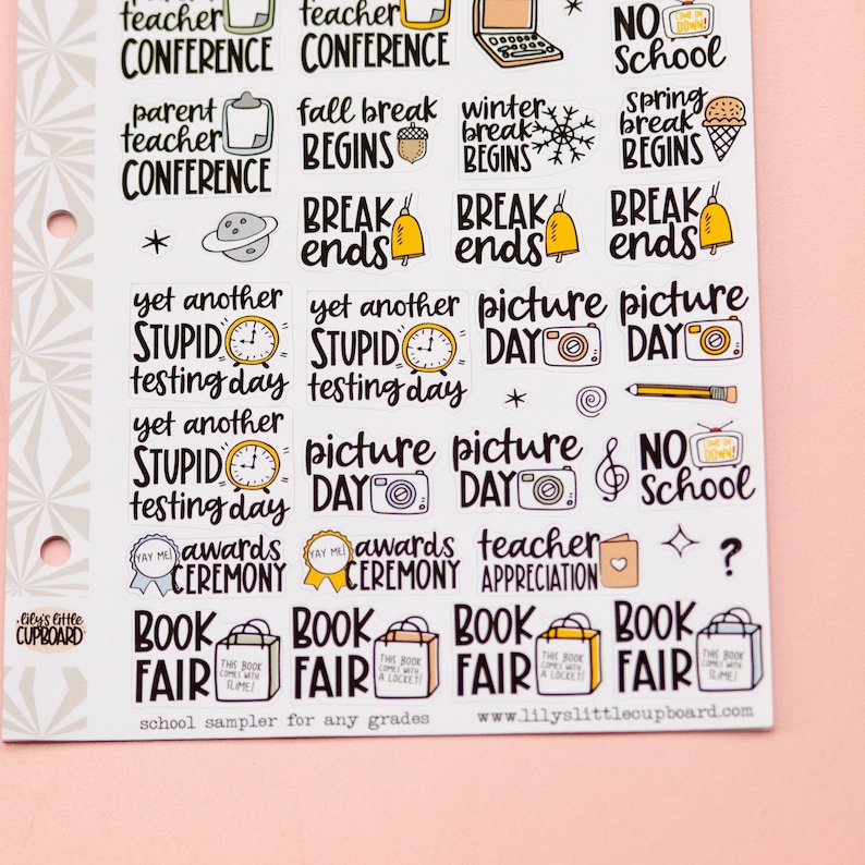 Any Grade Back to School Planner Stickers | School Planning Script ...