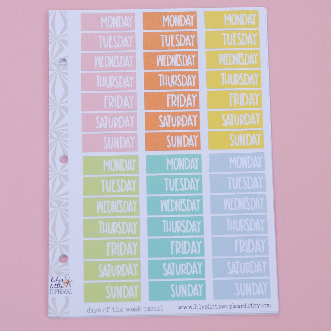 Days of the Week Planner Stickers | Date Cover Box Planner Stickers in ...