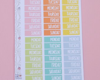 Watercolor Days of the Week Planner Stickers, Highlighting Transparent ...