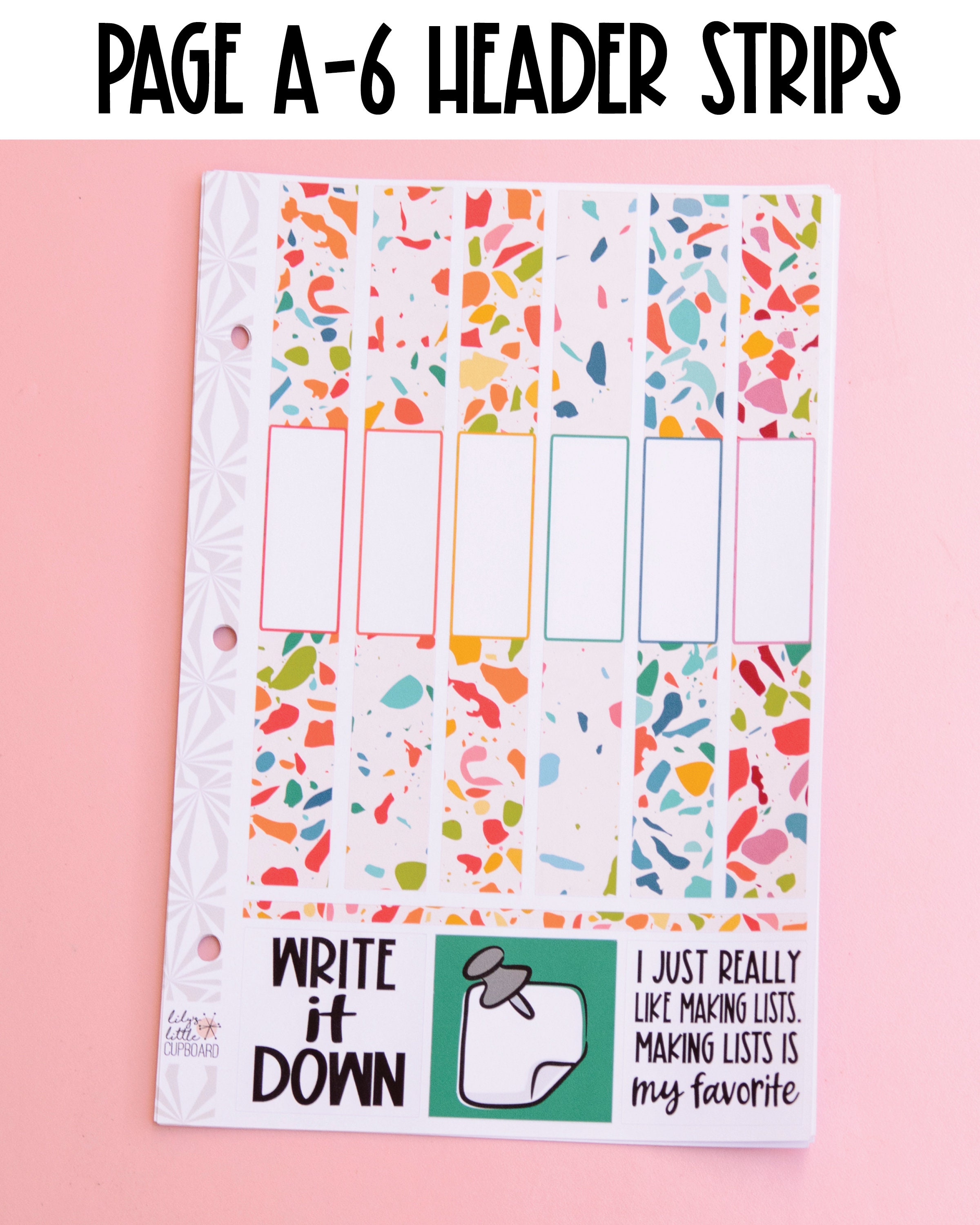 Listmaking Header Sticker Kit in Colorful Notes Pages Kits - Etsy