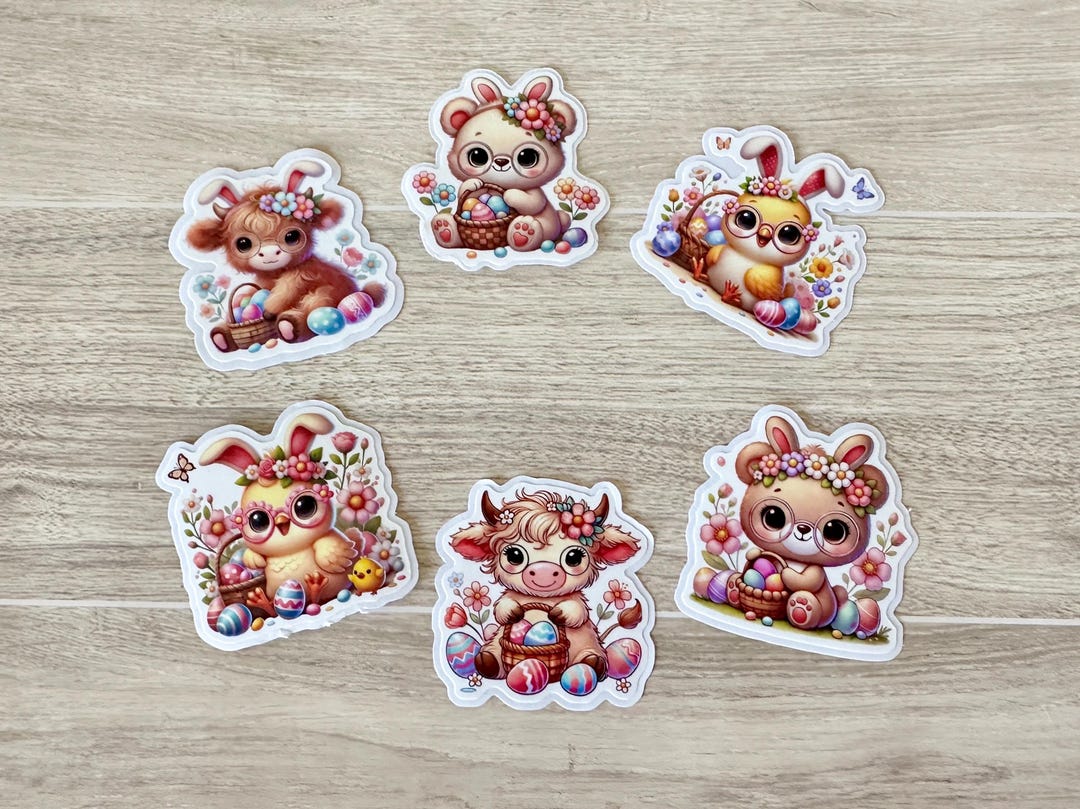 Easter Cuties Waterproof Sticker Bundle, Easy Peel Stickers, Water ...