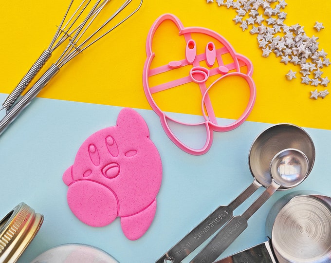 Cartoon Kirby Cookie Cutter With Stamp, Biscuit Mold, Playdoh Cutter ...