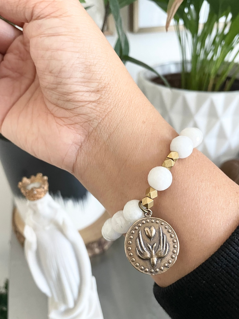 Holy Spirit | Give Love + Blessings Rosary Prayer Bracelet | White ...