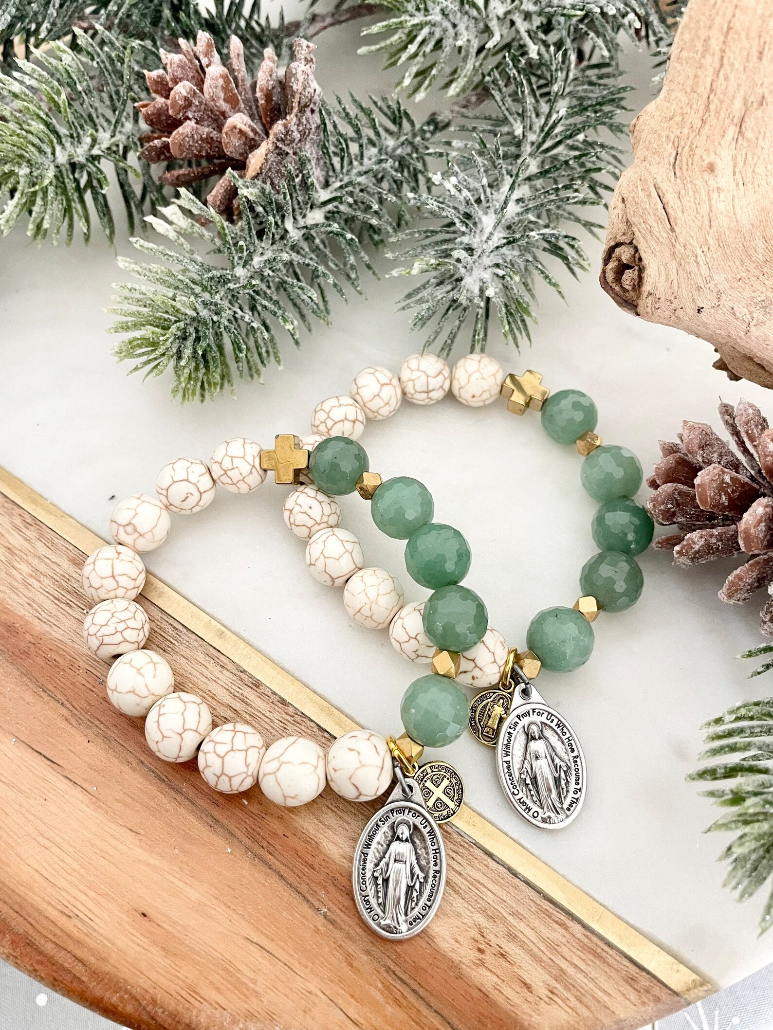 Miraculous Medal and St Benedict Rosary Prayer Bracelet Virgin Mary ...