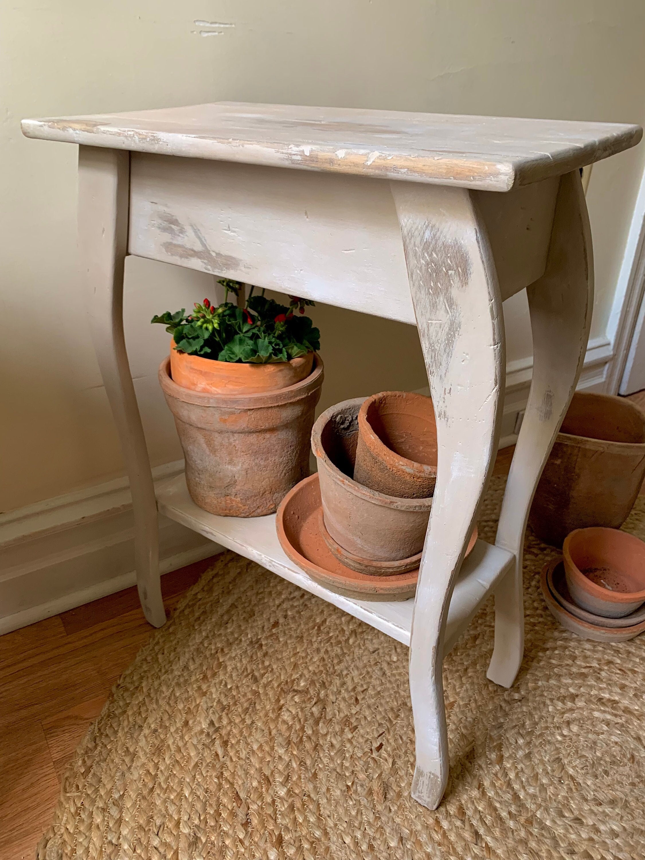 Shabby Chic Cottage Side Table. Painted French Country Nightstand ...