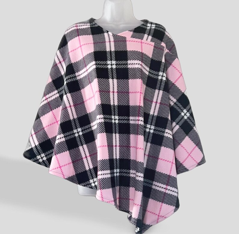 Pink Plaid Fleece Poncho - Etsy