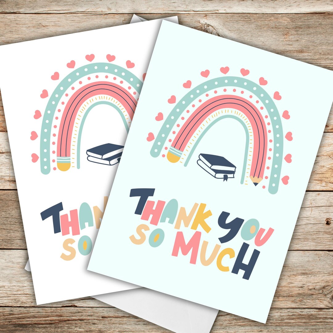 Teacher Appreciation Card Printable, 5x7 Card With Envelope, White ...